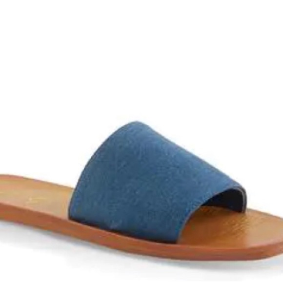 Shoes | Denim Jean Thick Band Slide Sandals Sizes 1 11 Womens New ...